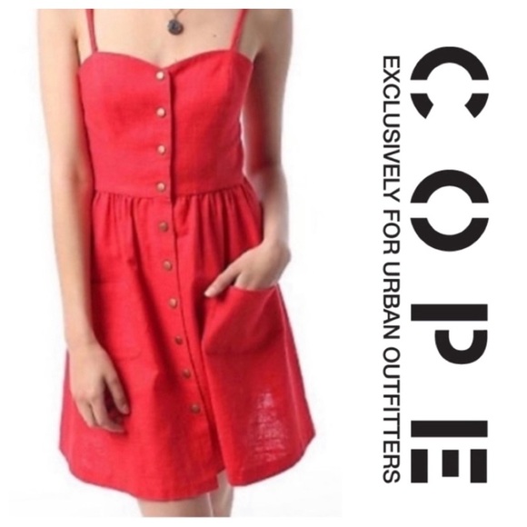 Urban Outfitters | Dresses | Redorange Linenblend Snap Front Dress ...